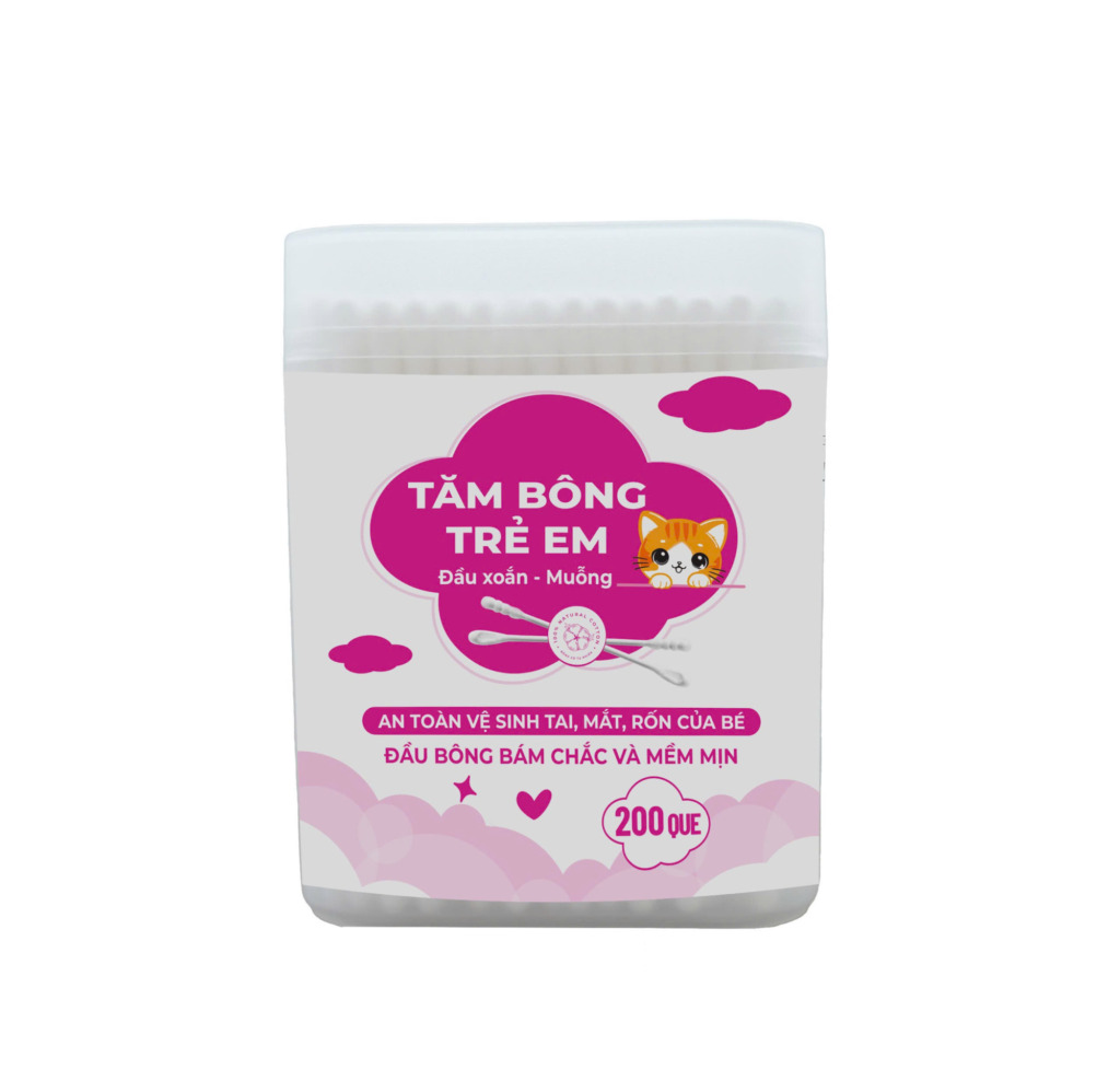 Tăm bông trẻ em đầu muỗng tròn/xoắn | Bông Bạch Tuyết - Bông Của Người Việt